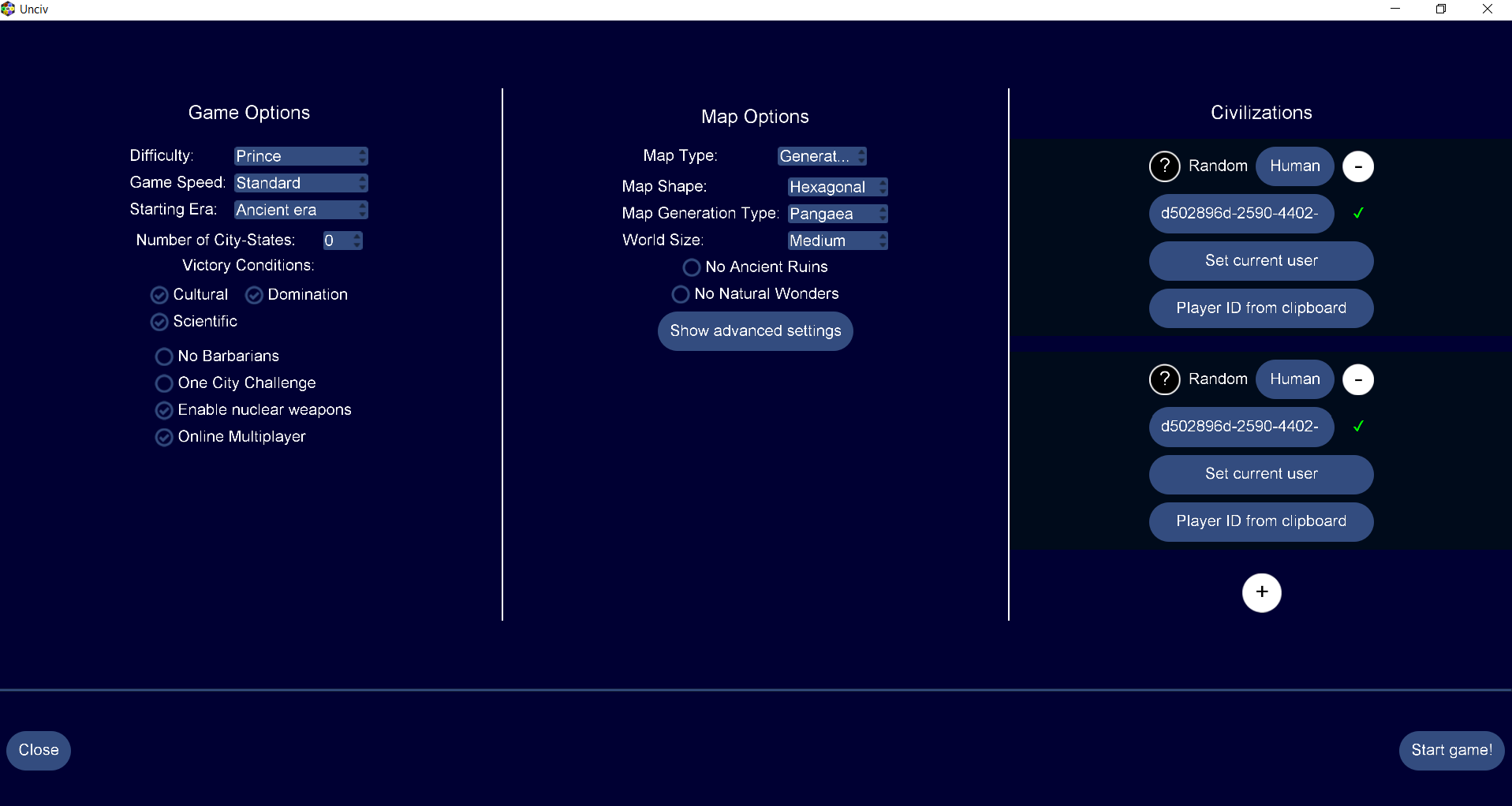 Create a multiplayer game with the same players · Issue #3535 · yairm210/Unciv · GitHub