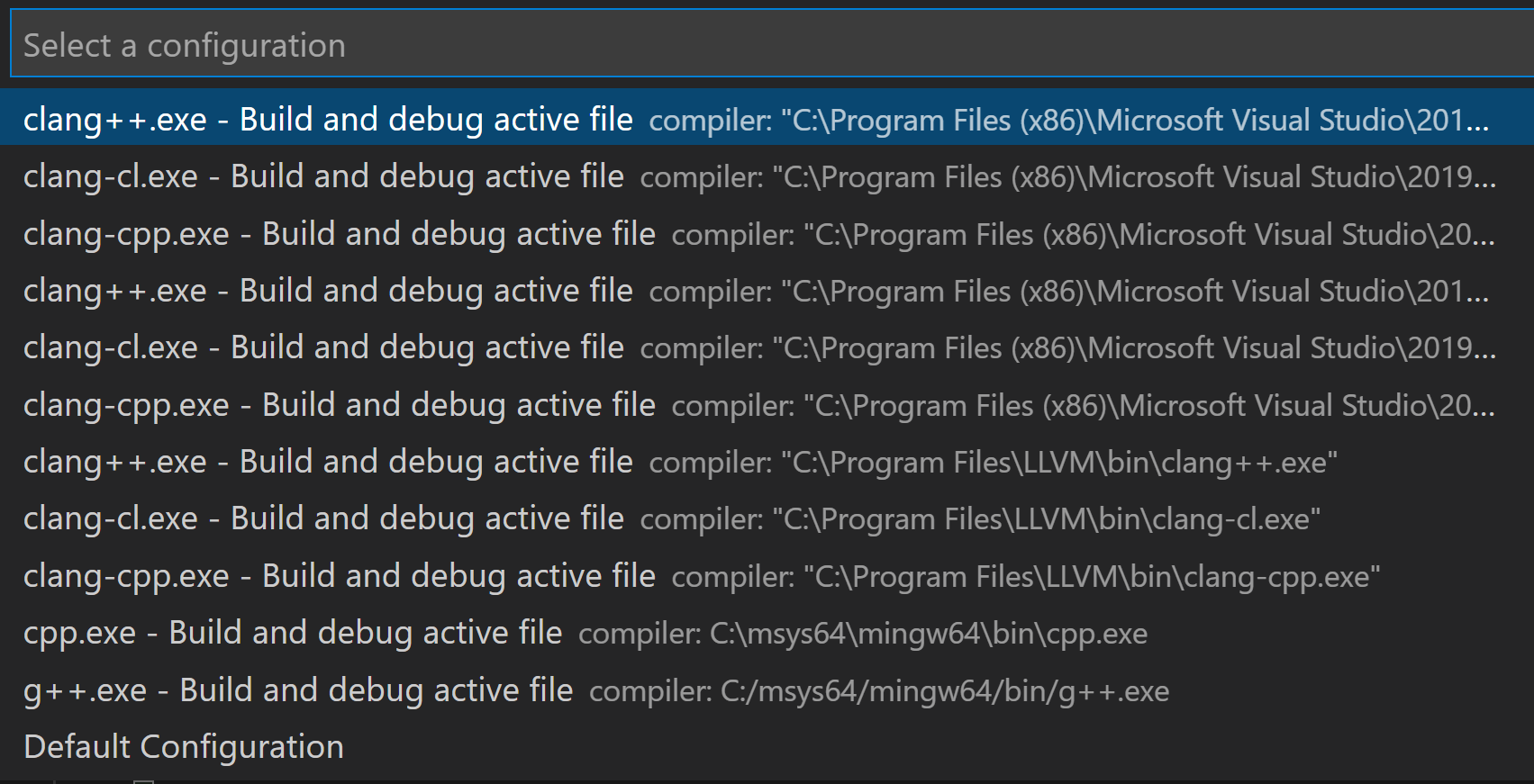 Improve "Add configuration" behavior when not using the language service's "Build and debug ...