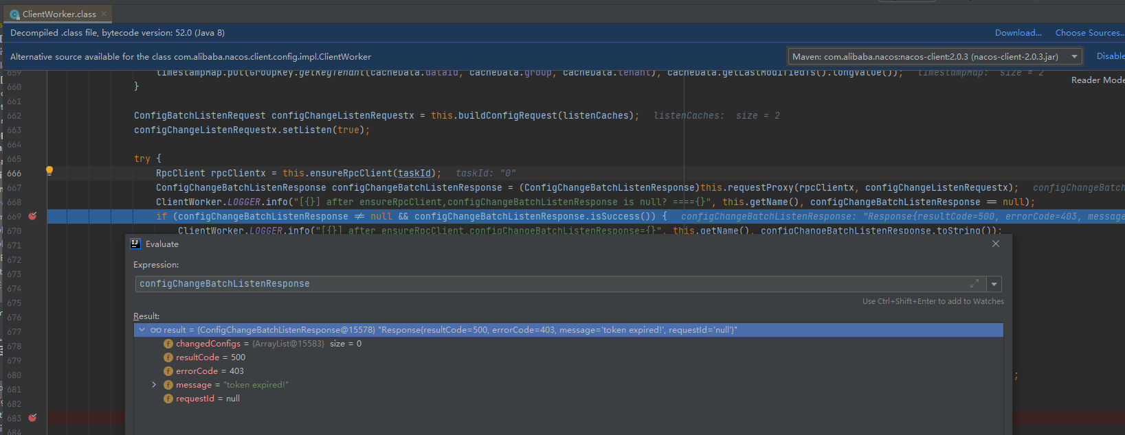 nacos官网监听配置的java sdk，长时间使用返回500 token失效 · Issue #10000 · alibaba/nacos · GitHub