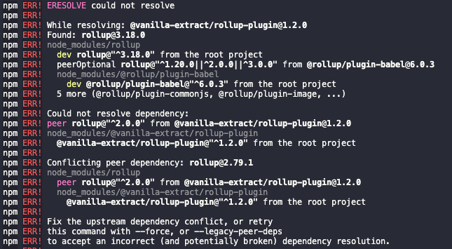Add 3 0 0 To Rollup Plugin Peer Dependencies · Issue 1029 · Vanilla Extract Css Vanilla