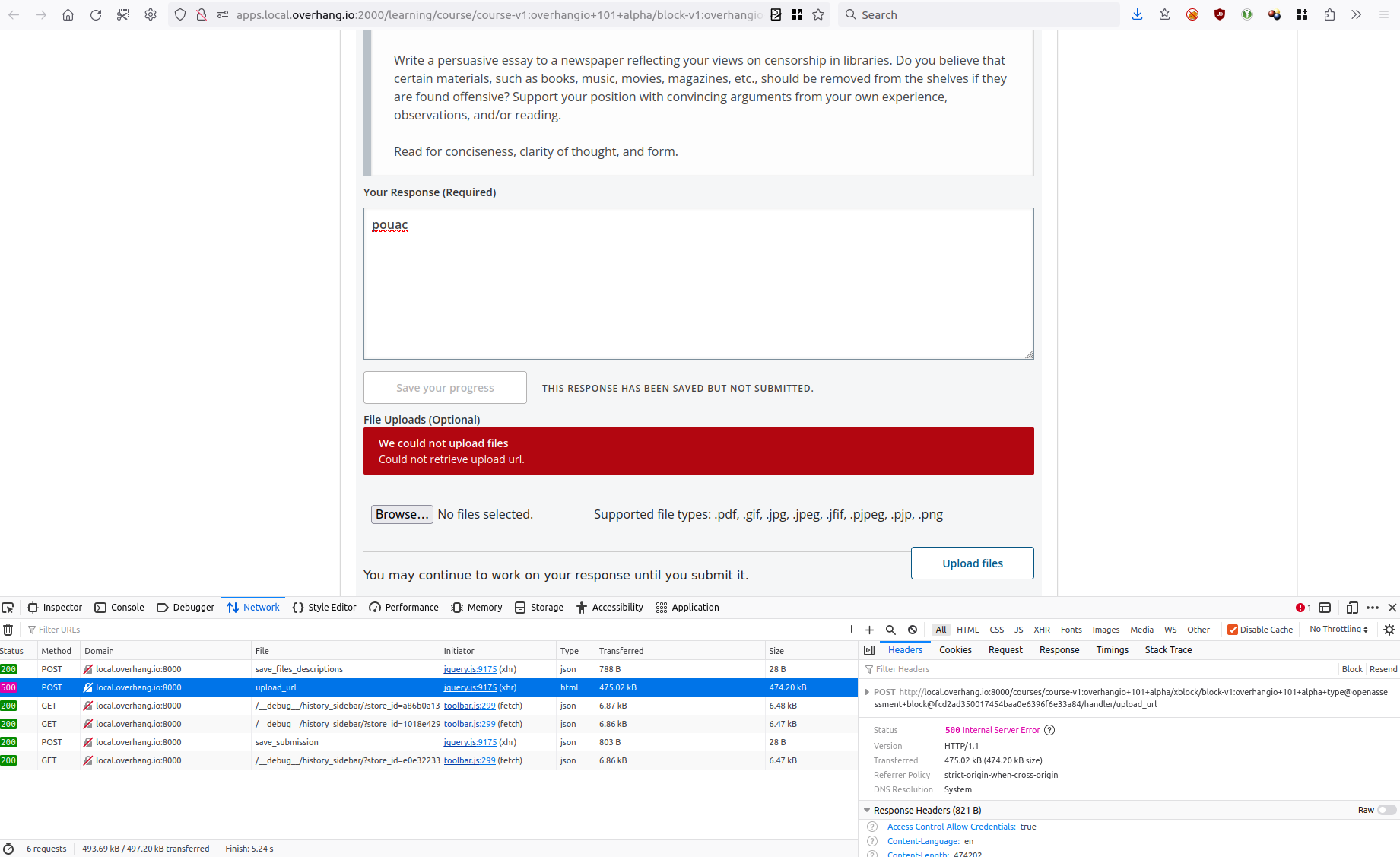 ORA2 file upload triggers "InvalidCacheBackendError: The connection 'ora2-storage' doesn't exist ...