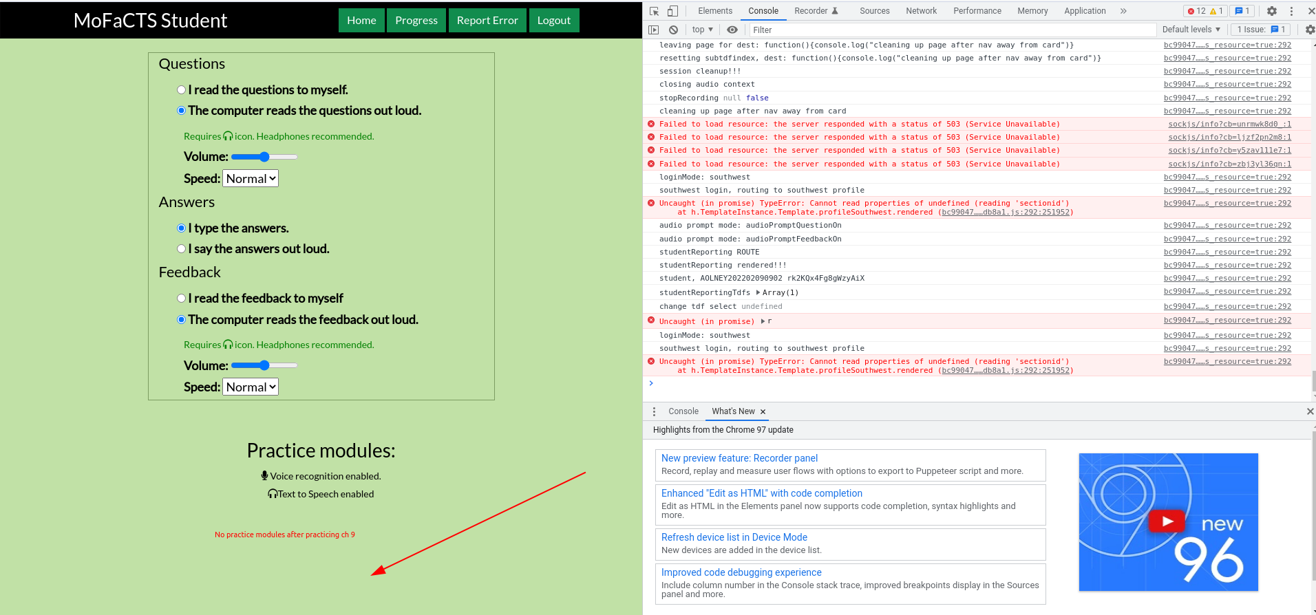 After practicing and checking progress report, modules don't appear on home screen · Issue #589 ...