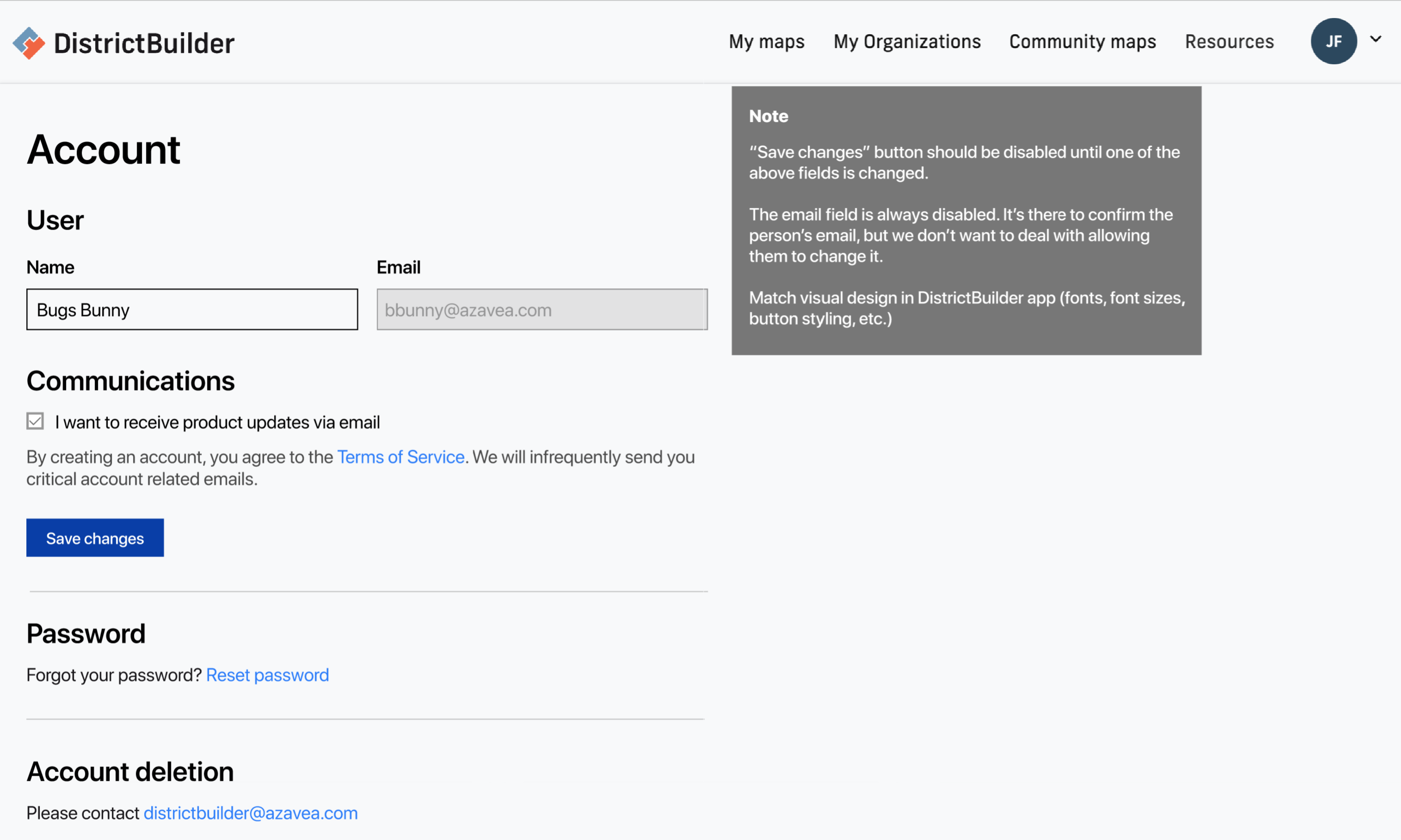 Add user account page · Issue #1169 · PublicMapping/districtbuilder · GitHub