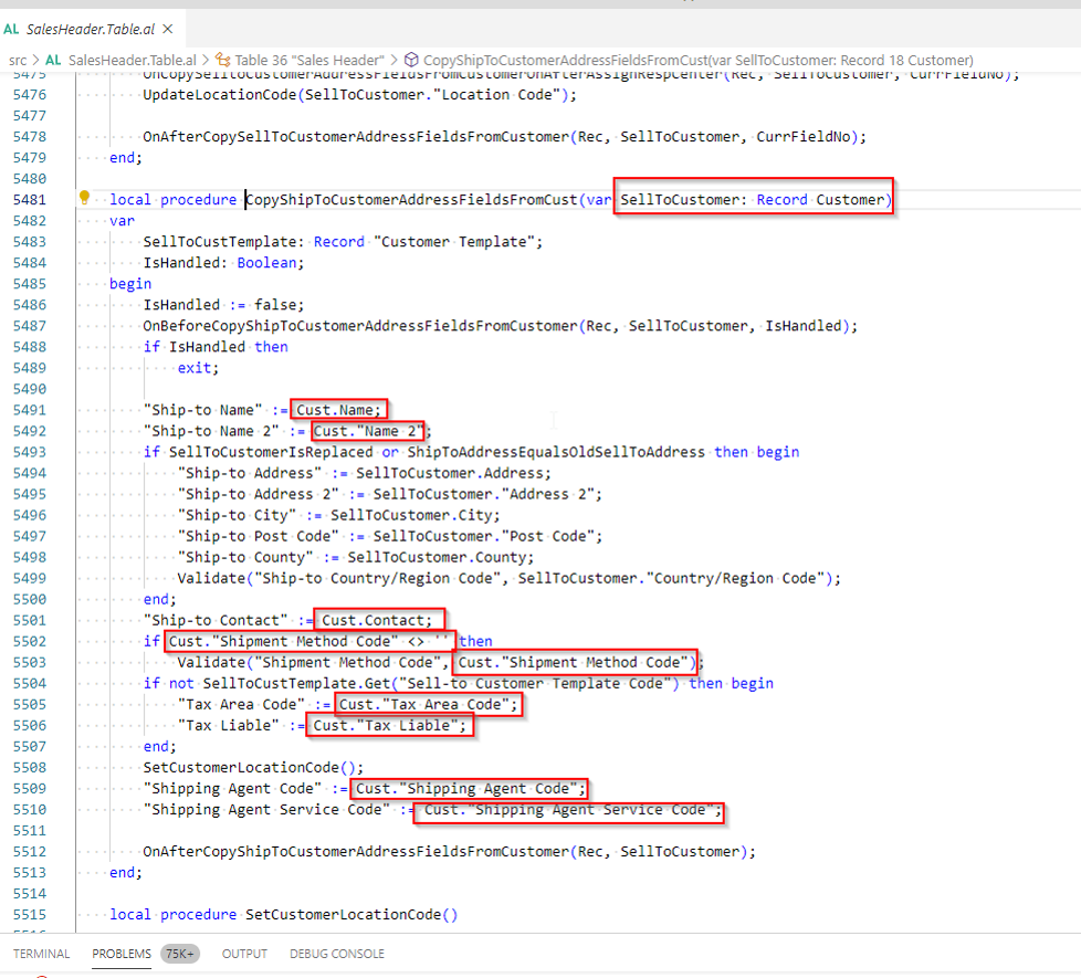 Wrong Customer Variable In Function Copyshiptocustomeraddressfieldsfromcustomer In Table Sales 