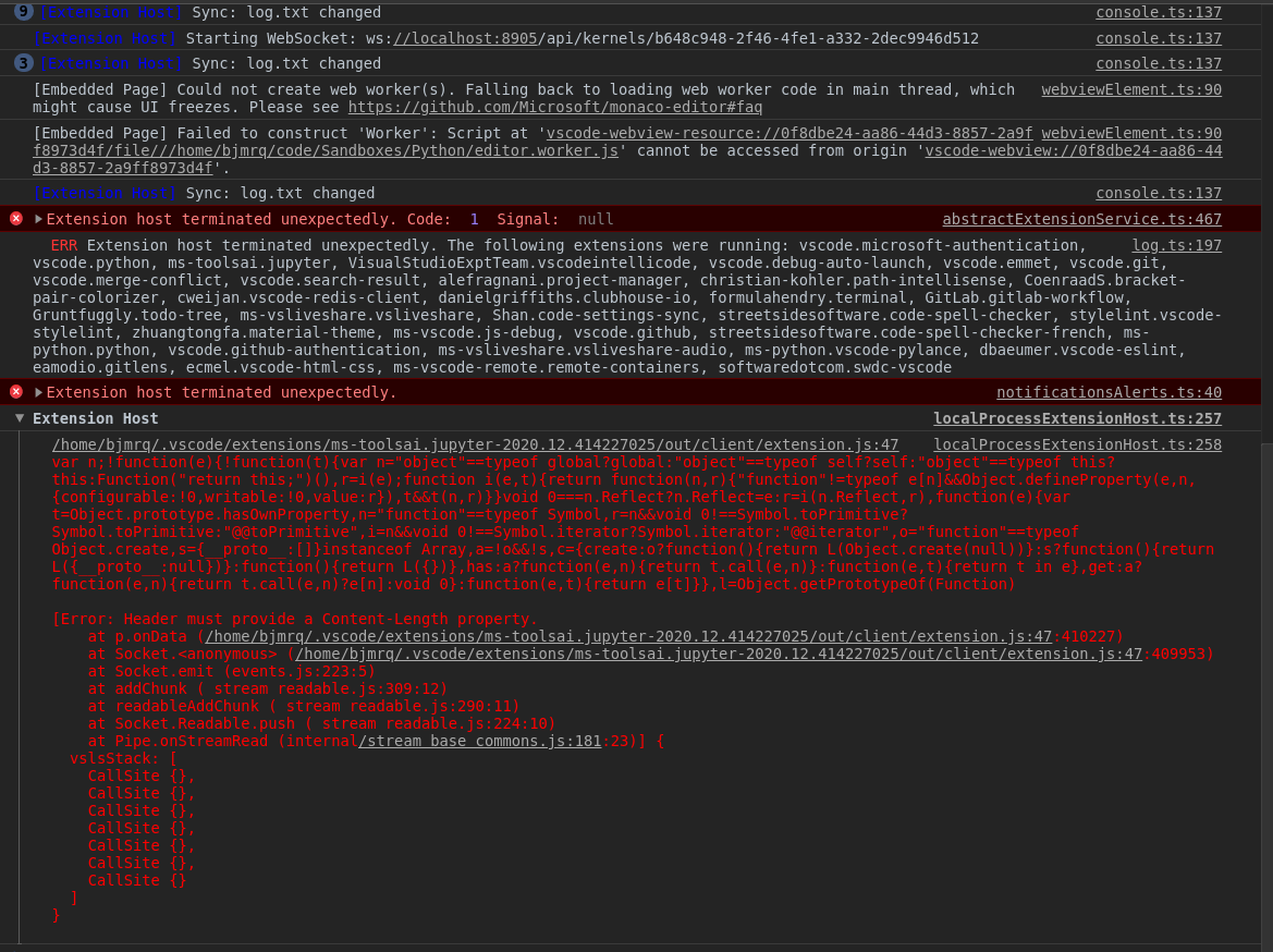 Using python interactiv "Run Cell" result in Extension Host terminated unexpectedly · Issue ...
