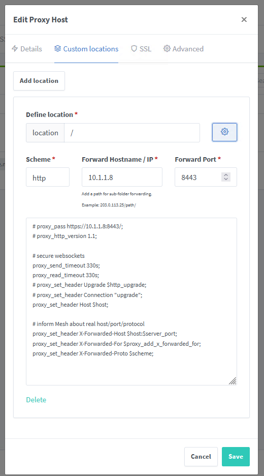 Local devices will not connect to server locally after routing server through NGINX proxy ...