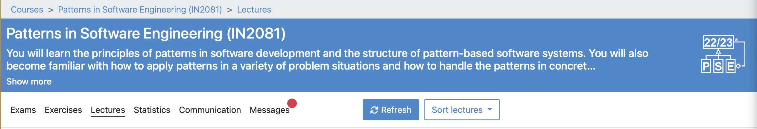 'Lectures' tab control buttons are not aligned with the buttons in ...