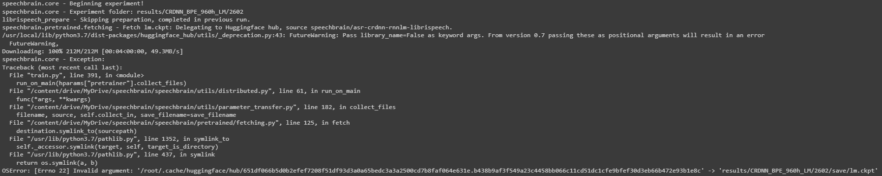 Error Invalid Argument fetching Huggingface Dataset · Issue #1358 · speechbrain/speechbrain · GitHub