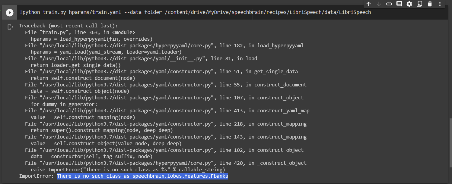 There is no such class as speechbrain.lobes.features.Fbanku · Issue #1378 · speechbrain ...
