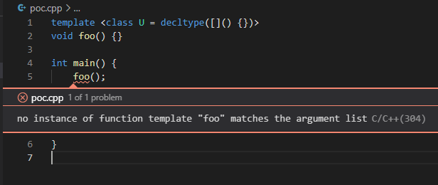 IntelliSense reports error when template default argument is decltype(lambda) (C++20) · Issue ...