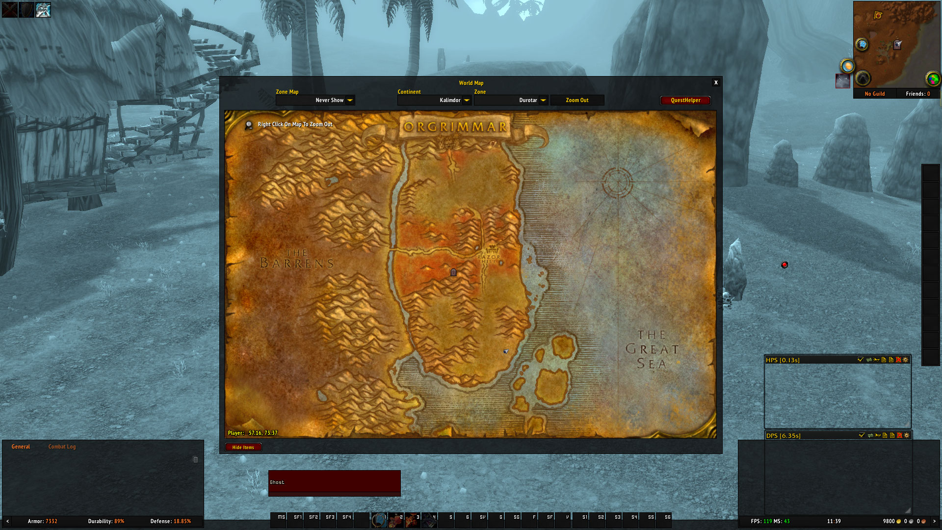 Died just outside razor hill at the razormane grounds and my ghost ...