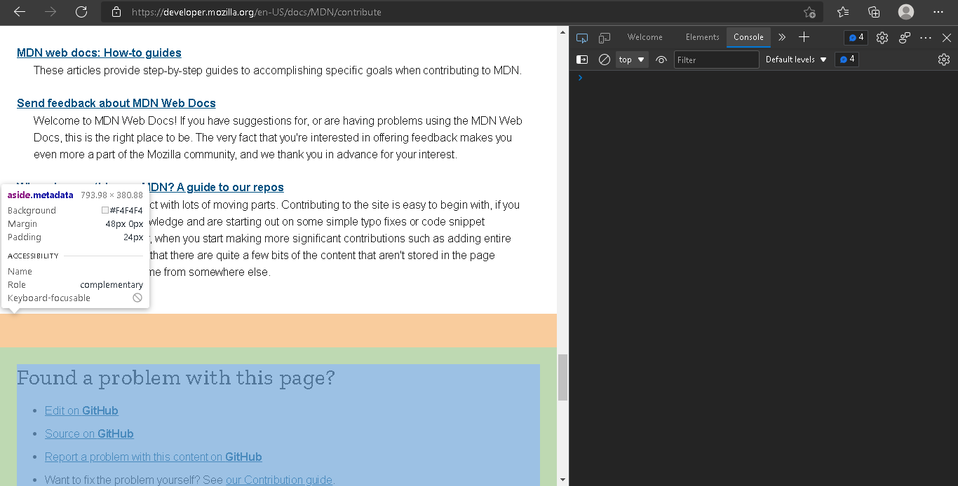 Content bug: aside.metadata width (right part) overlapping in desktop mode · Issue #5013 · mdn ...