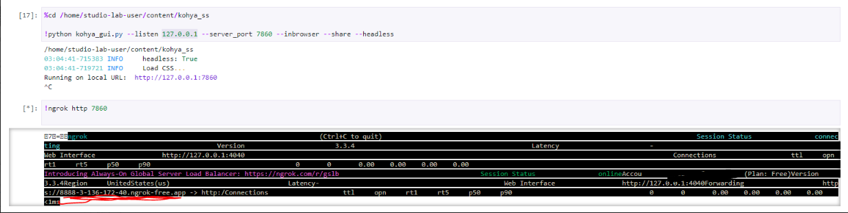 Won't run at the same time as ngrok in SageMaker Studio Lab · Issue #1634 · bmaltais/kohya_ss ...