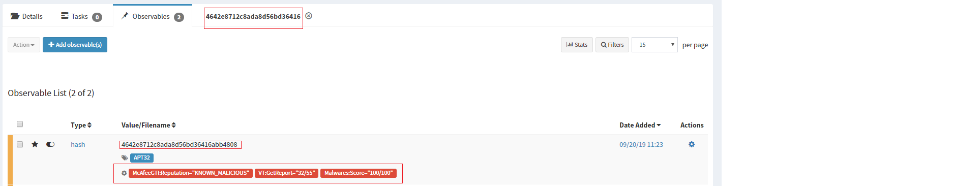 Incorrect Observable Analysers Short Reports Display · Issue 1125 · Thehive Projectthehive