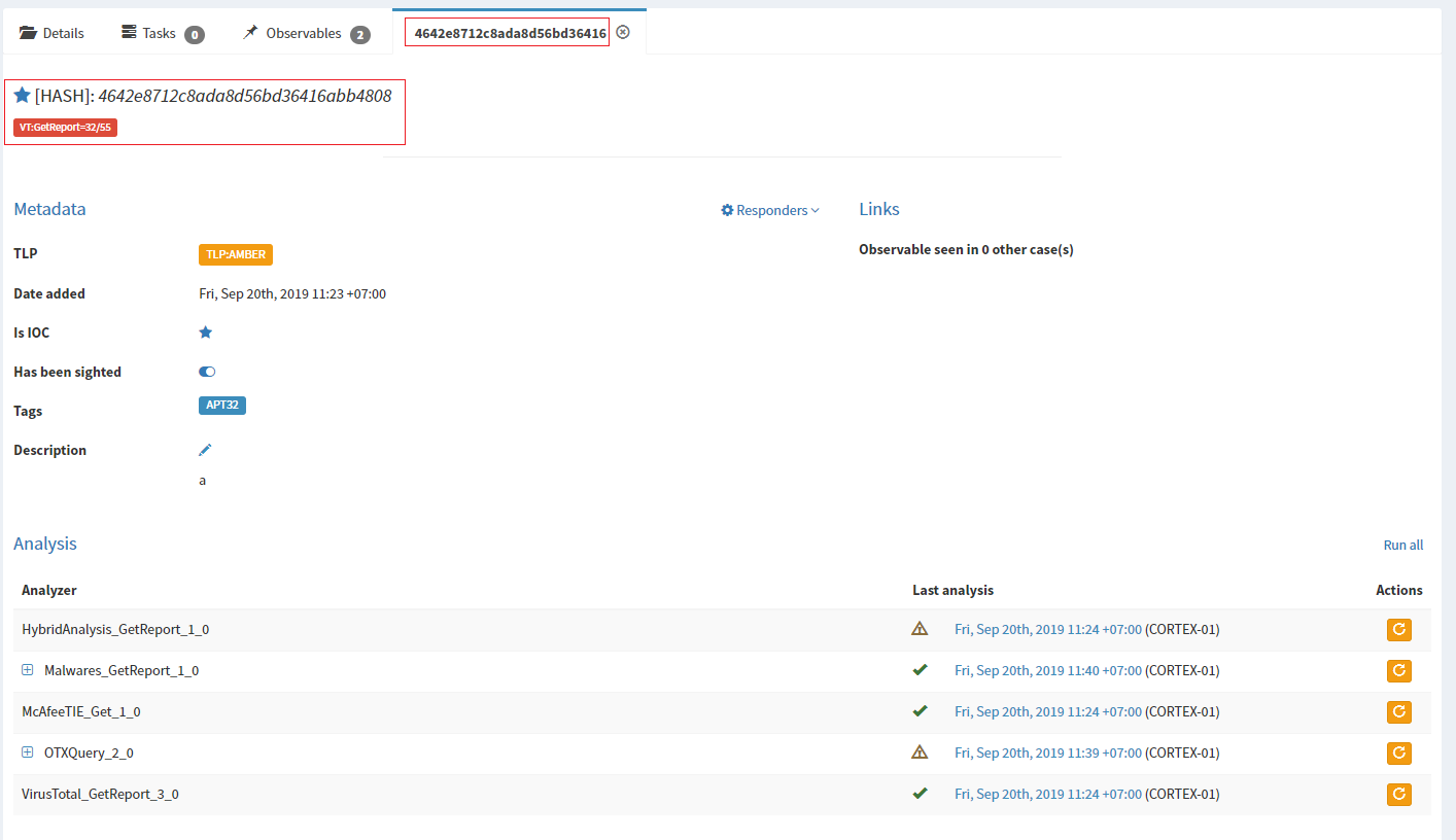 Incorrect Observable analysers short reports display · Issue #1125 · TheHive-Project/TheHive ...