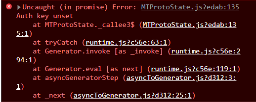 Error: Auth key unset · Issue #310 · gram-js/gramjs · GitHub