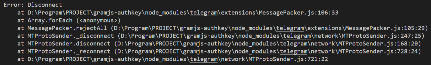 Error: Auth key unset · Issue #310 · gram-js/gramjs · GitHub