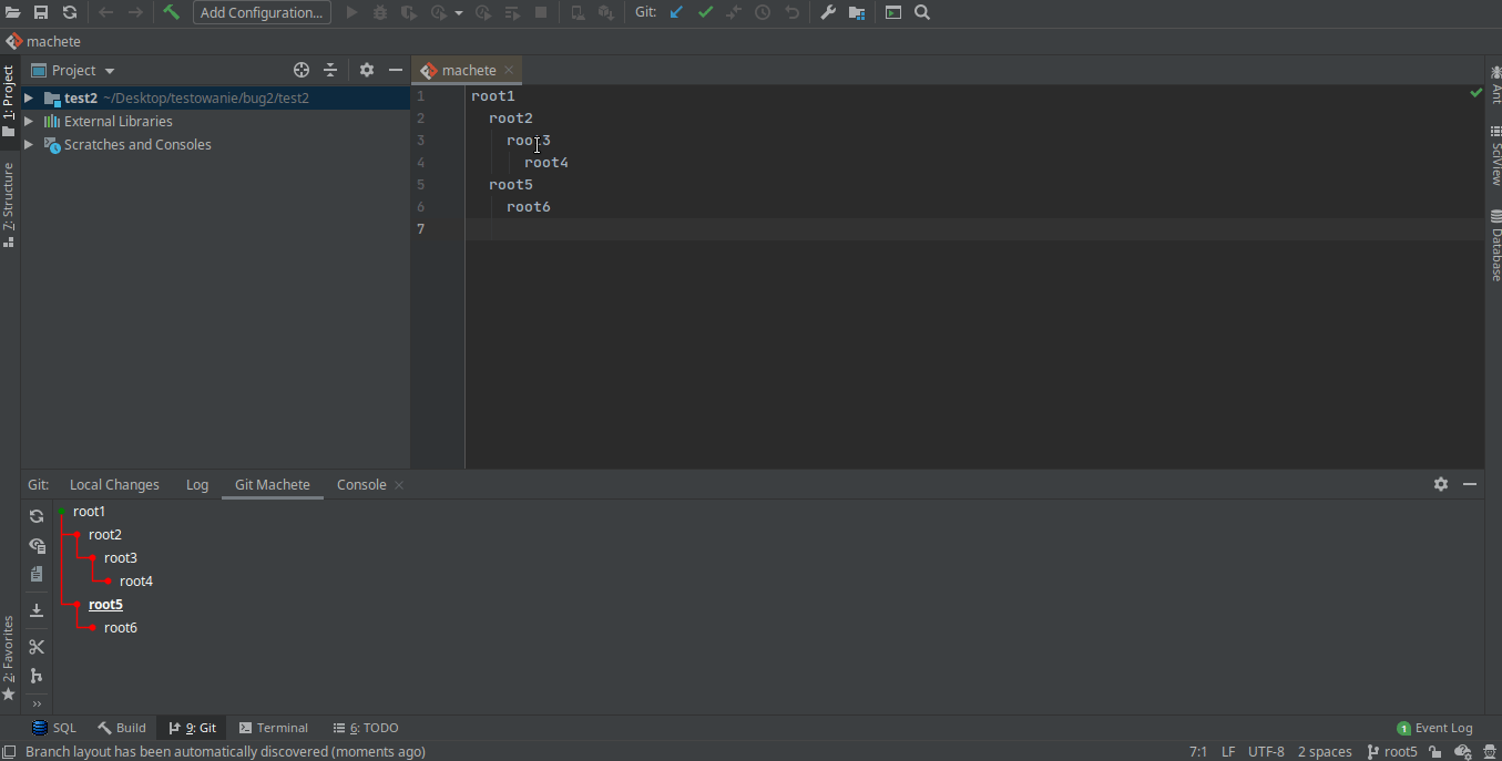 Checkout and Rebase Onto Parent rebases wrong branch if this branch is repeated in Machete File ...