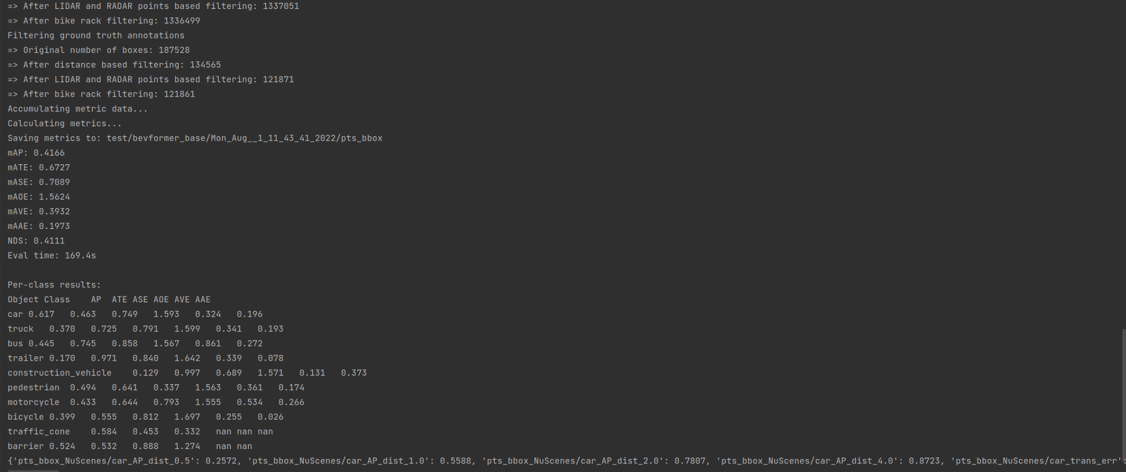cannot reproduce the result of BEVFormer-Base · Issue #91 · fundamentalvision/BEVFormer · GitHub