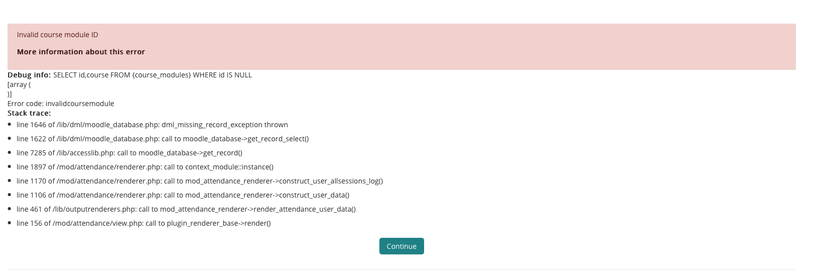 Attendance report: All sessions page crashed · Issue #534 · danmarsden/moodle-mod_attendance ...