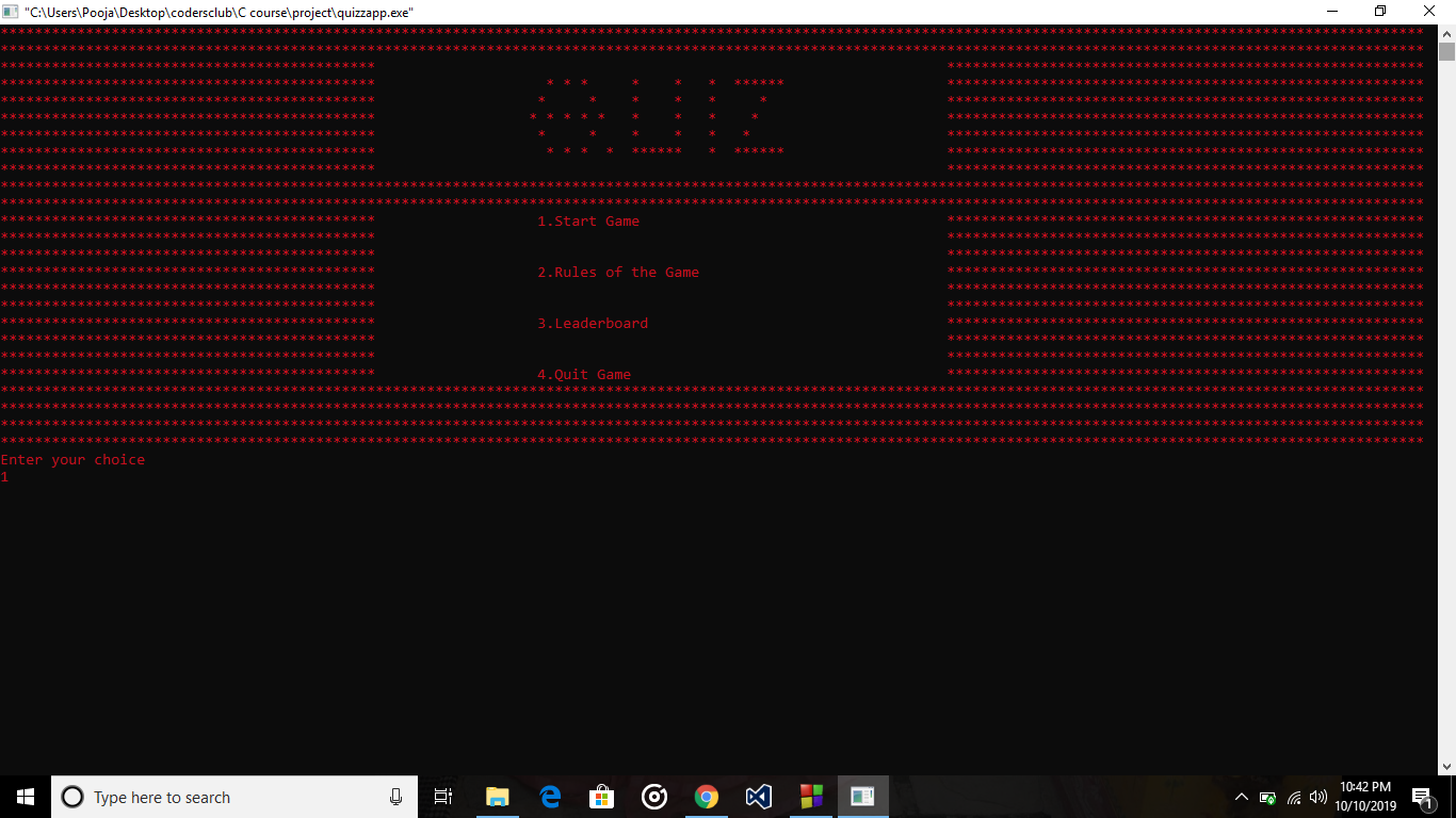 GitHub - pathipooja/quizgame: My first project in C