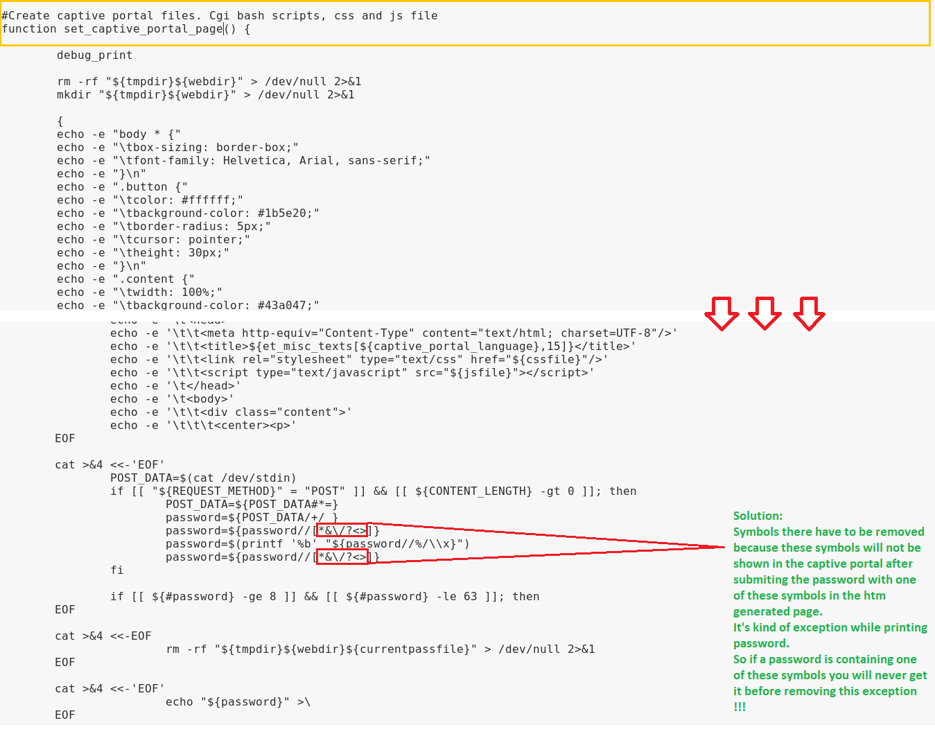 Captive Portal not displaying full passwords containing some symbols ...