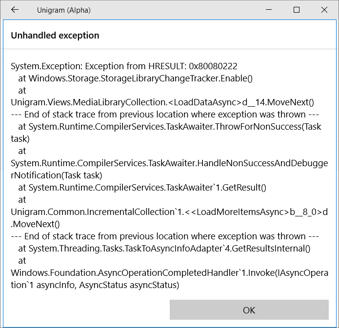 Exception while opening media · Issue #478 · UnigramDev/Unigram · GitHub