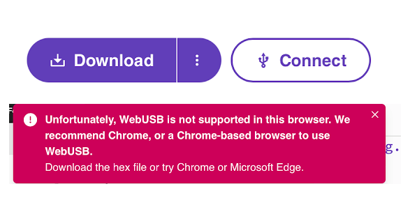 WebUSB Connect button showing in Safari · Issue #368 · microbit-foundation/python-editor-v3 · GitHub