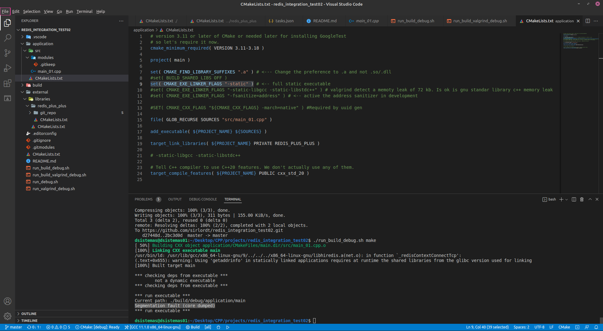[BUG] When the "-static" option is used get a Segmentation fault (Core dumped) [Resolved ...