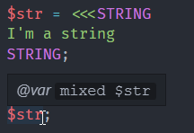 Heredoc is not recognized as string · Issue #686 · bmewburn/vscode-intelephense · GitHub