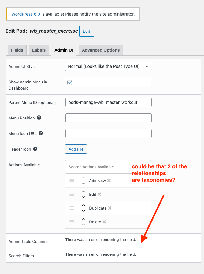 Admin Table Columns Error On Pod With Taxonomy Relationship · Issue 6566 · Pods Frameworkpods