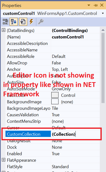 Couldn't edit collection property in designer if collection editor is ...