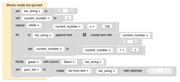 how do you make a list of numbers from 1 to 100 with additions 1 ...