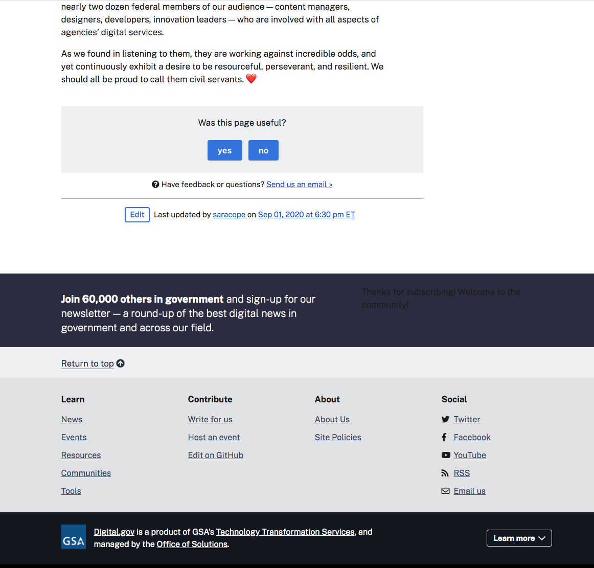 Newsletter Confirmation Message Difficult to Read · Issue #3539 · GSA/digitalgov.gov · GitHub