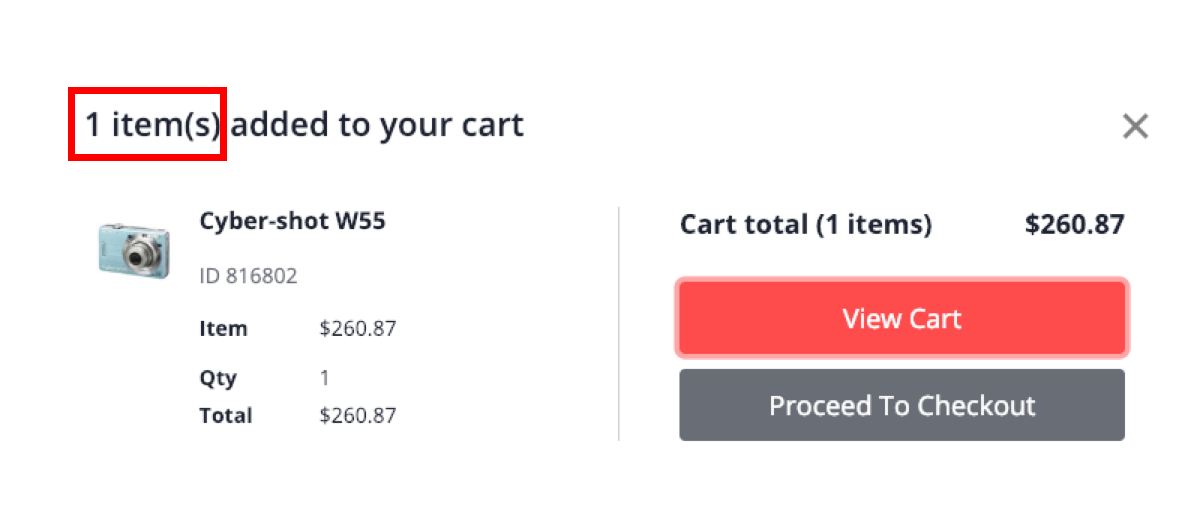 The number of items added to cart is not correct in add-to-cart popup ...