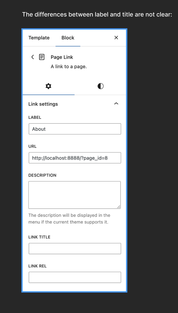 Add description to Link Text field in Navigation Link block · Issue #50182 · WordPress/gutenberg ...