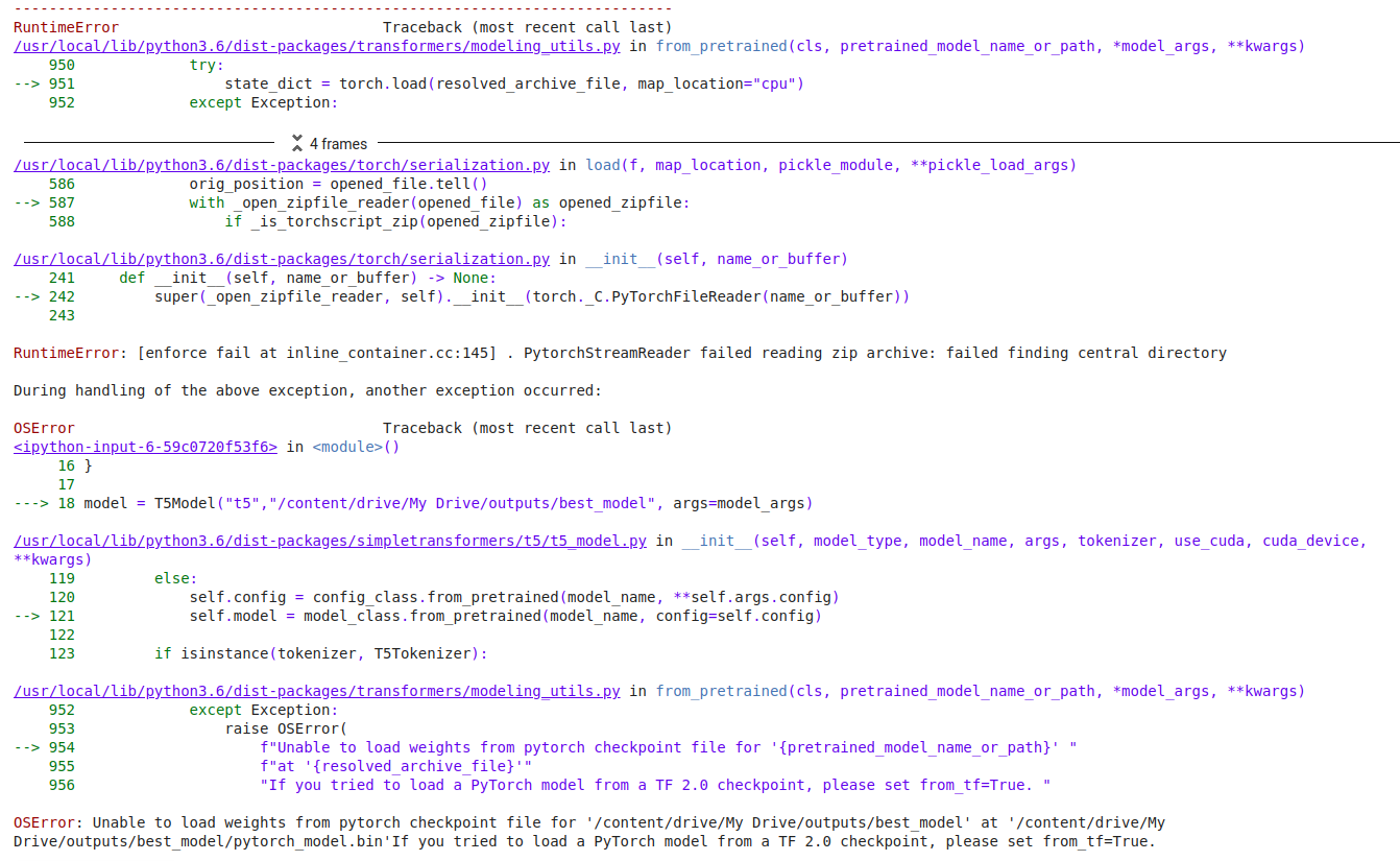 Error during loading T5 model · Issue #897 · ThilinaRajapakse ...