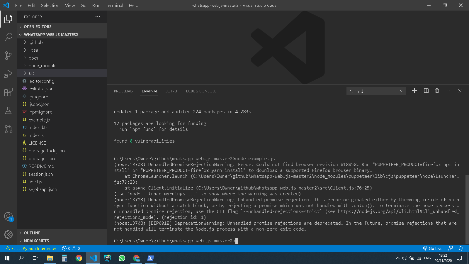The software not working ! · Issue #460 · pedroslopez/whatsapp-web.js ...