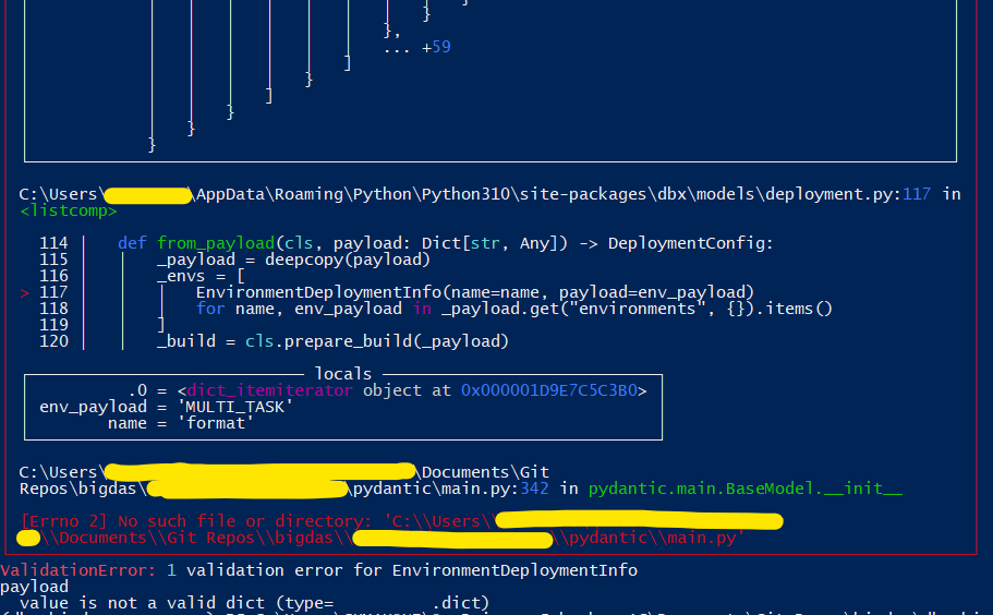 Error thrown when running `dbx deploy ...` cannot find `pydantic` library · Issue #537 ...