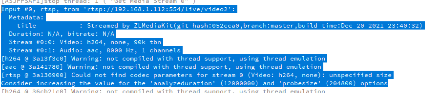 [技术咨询]关于zlmediakit建立rtsp服务后ffmpeg拉流无法获得codec parameters的现象 · Issue #1302 · ZLMediaKit/ZLMediaKit ...