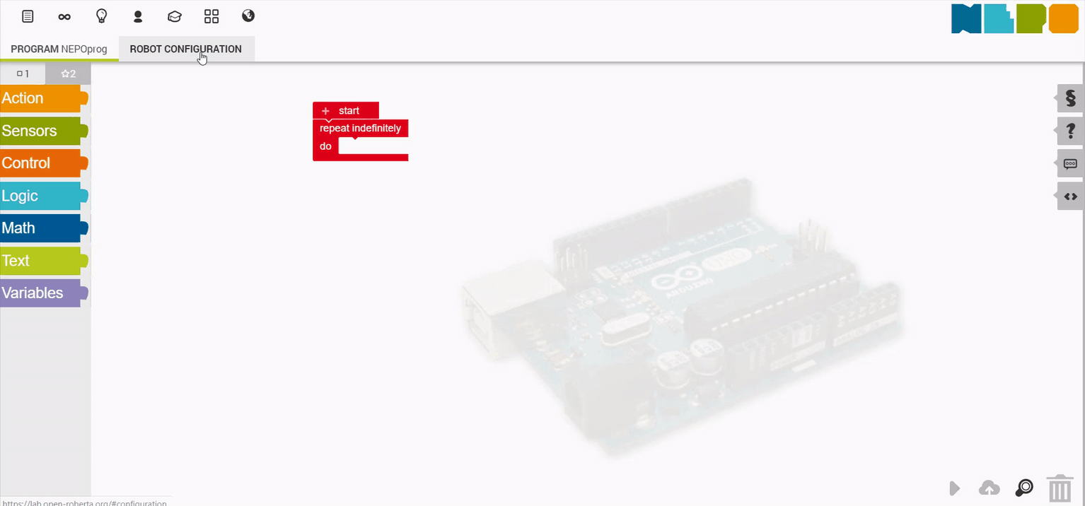 Arduino: Pressing Help Does Not Do Anything · Issue #597 · OpenRoberta/openroberta-lab · GitHub