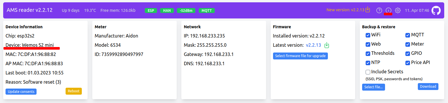 After upgrading to 2.2.12 - the HAN settings in Hardware gone missing ...