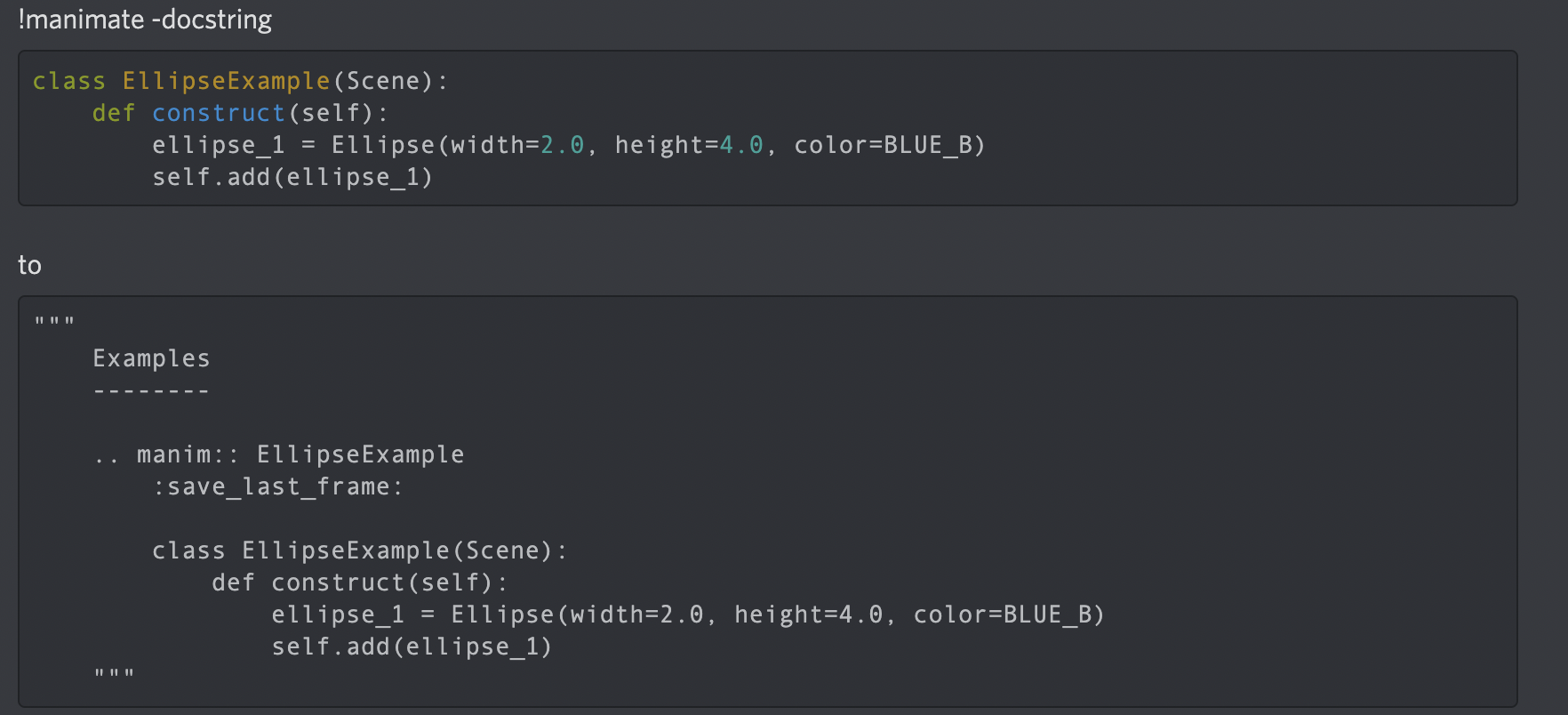 Add an option to translate scene code to docstings with -docsting ...