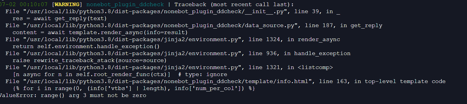 报错，好像是解析有问题 · Issue #16 · noneplugin/nonebot-plugin-ddcheck · GitHub