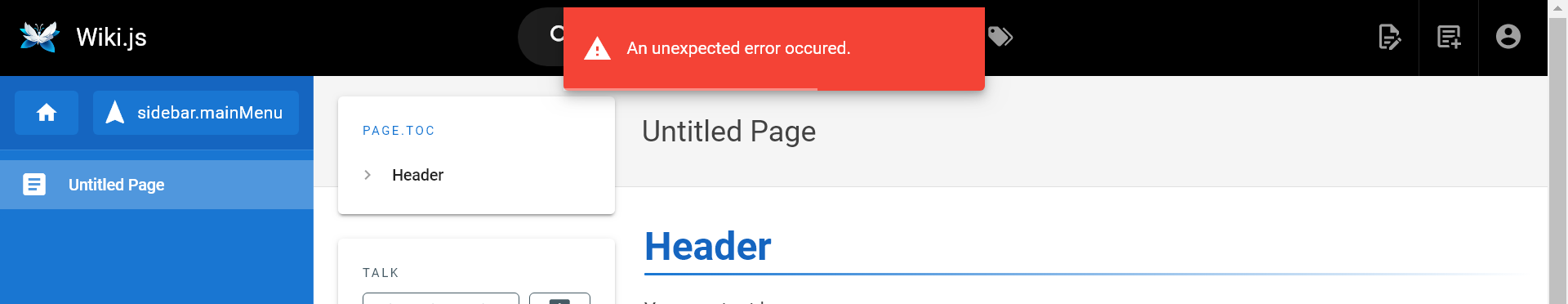 When loading any page: "An unexpected error occured." · Issue #2112 · requarks/wiki · GitHub