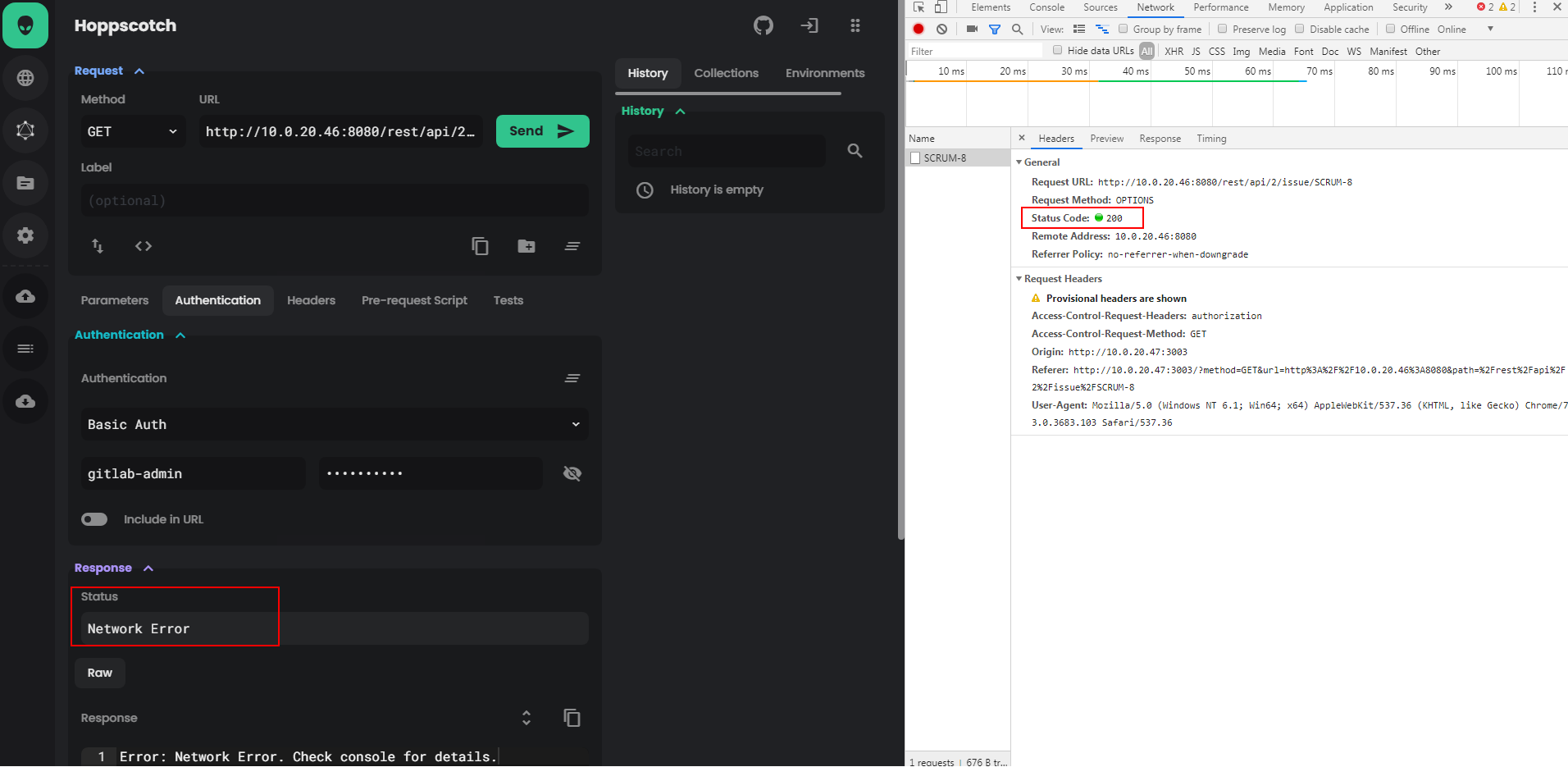 Inconsistent network status response · Issue #1328 · hoppscotch/hoppscotch · GitHub