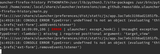 Error opening file /usr/share/ulauncher/preferences/dist/index.html: No such file or directory ...