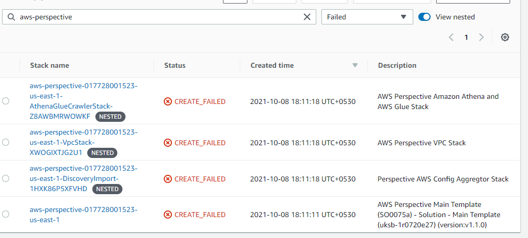 Hello team, getting the issue here AWS Perspective could not phone home ...