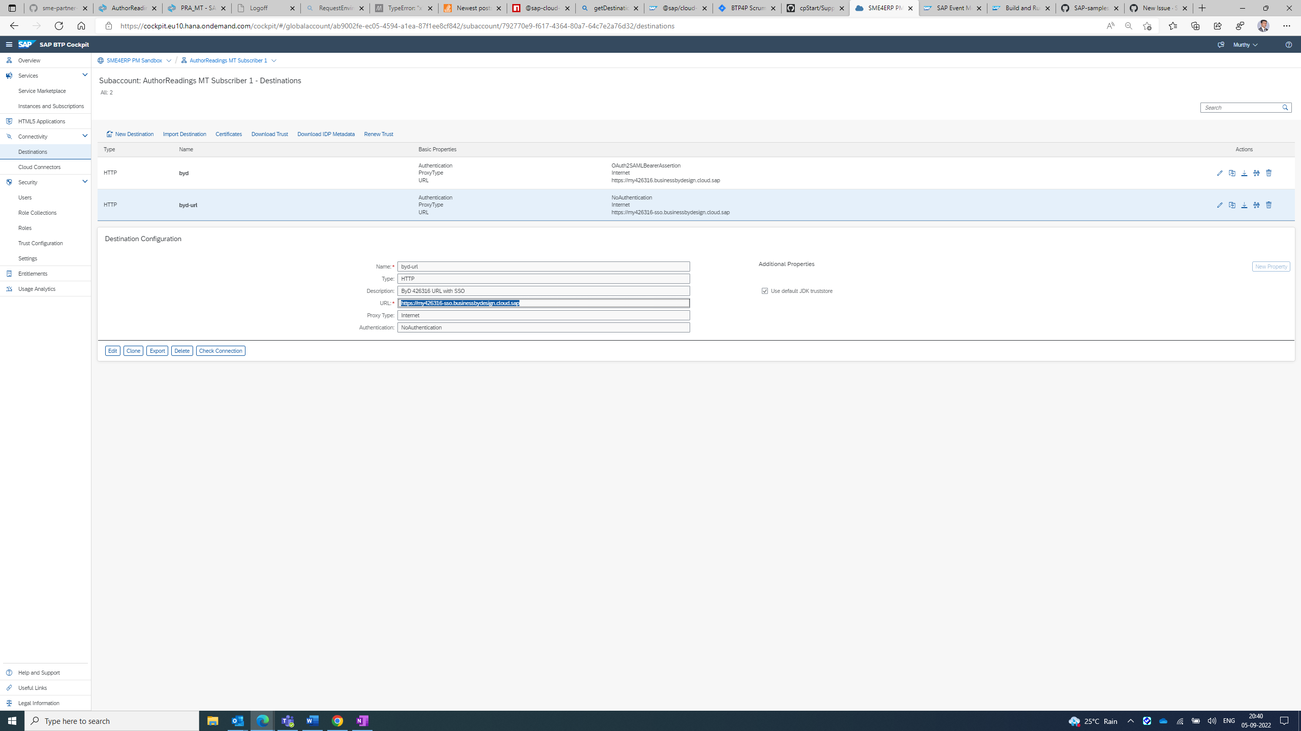 How To Read Destination Url Property In Java Script Cap Nodejs Application Deployed On Cloud