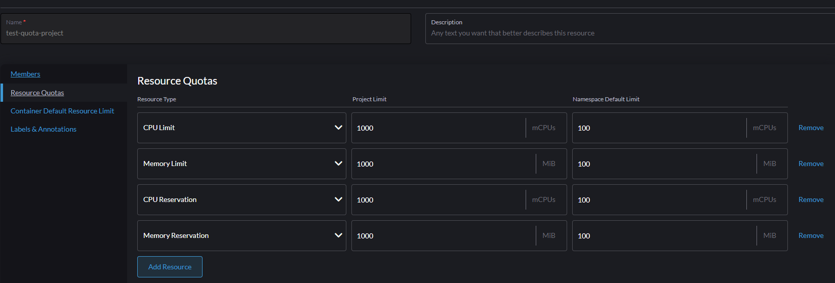 resourceQuota annotation is incorrectly set on projects and leads to ResourceQuota not being ...